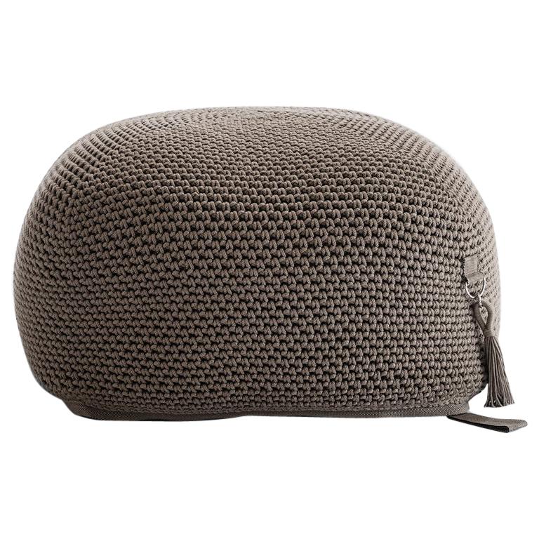 Moroccan Brown Hand Tooled Leather Pouf at 1stDibs