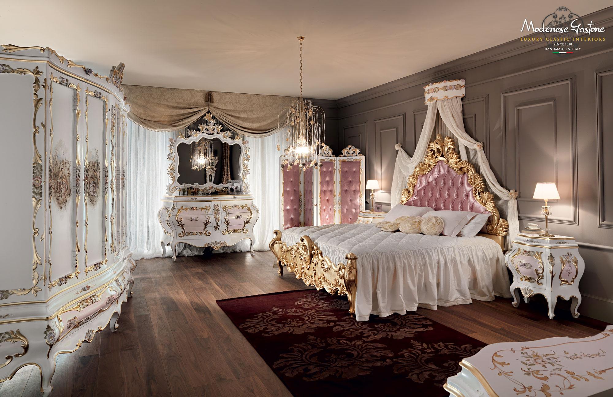 21st Century Baroque Double Bed in Gold Leaf Finish and Upholstery by ...