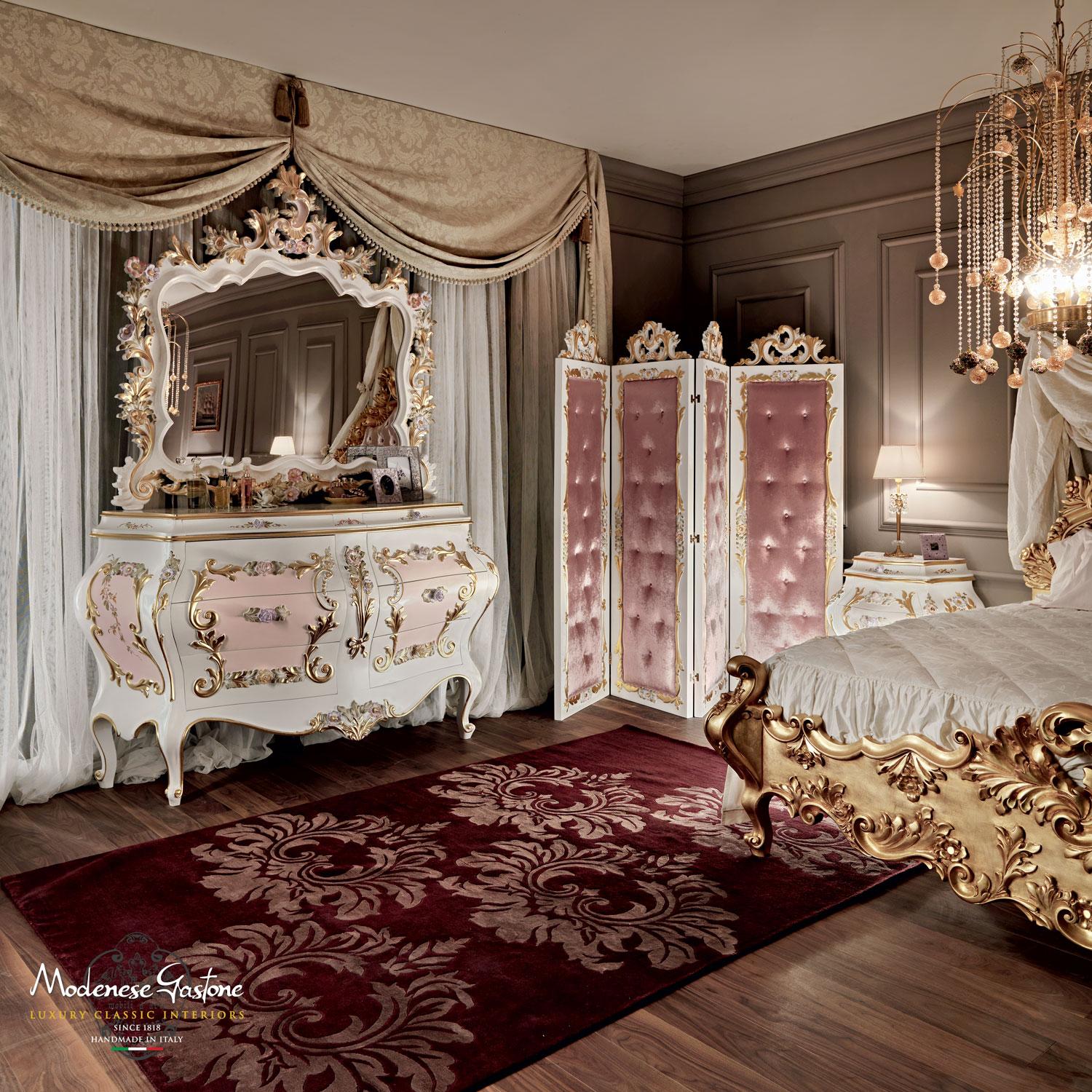 21st Century Baroque Double Bed in Gold Leaf Finish and Upholstery by ...