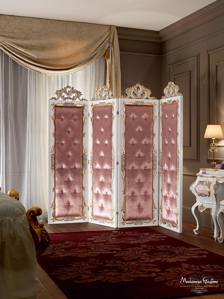 21st Century Baroque Double Bed in Gold Leaf Finish and Upholstery by ...