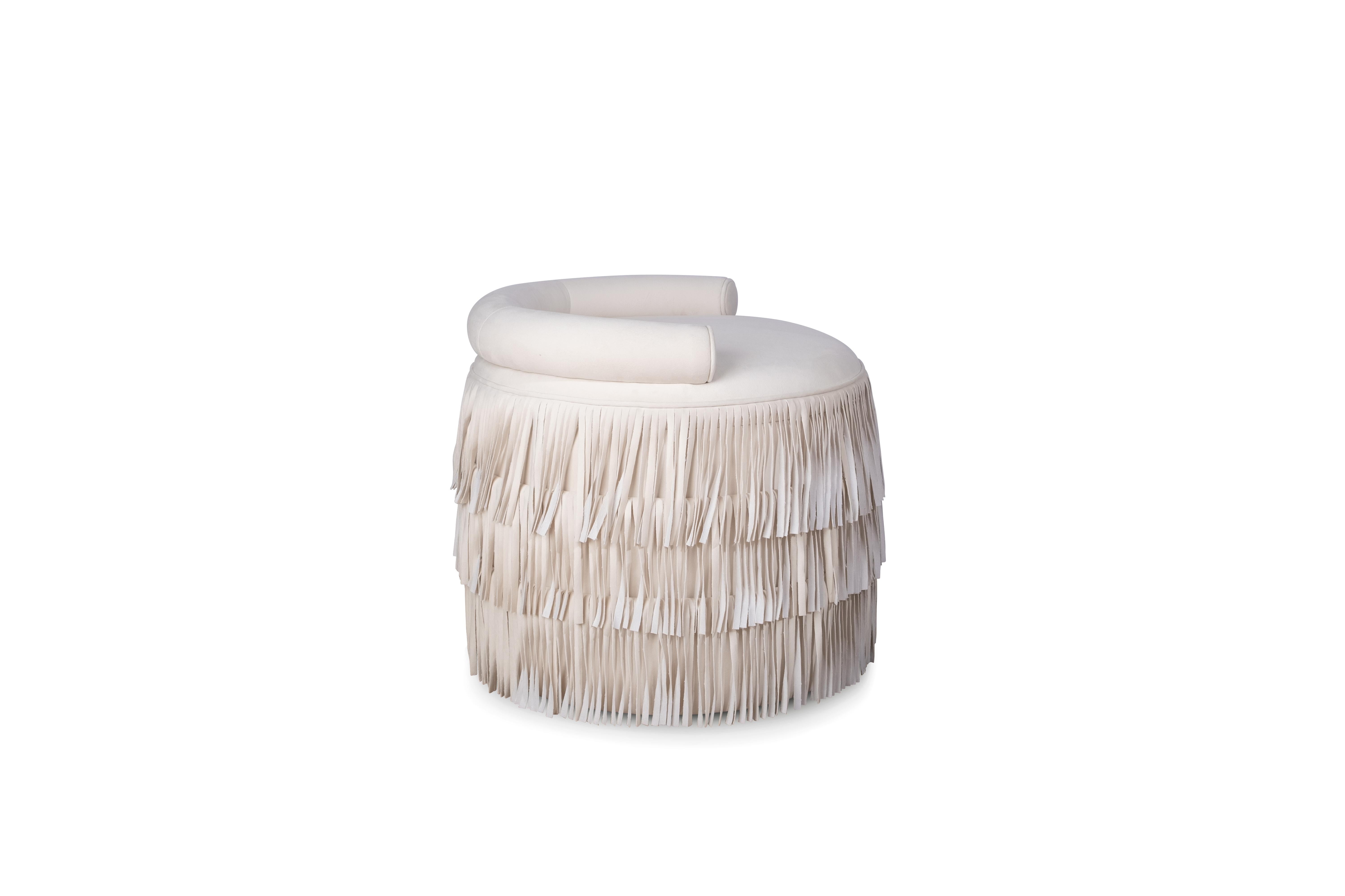 21st Century Beth Fringes Stool Cotton Velvet For Sale at 1stDibs ...