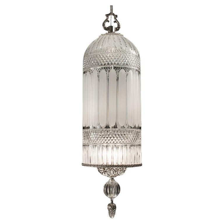 21st Century, Big Lantern with Led, Hand -Carved Crystal and Silver ...