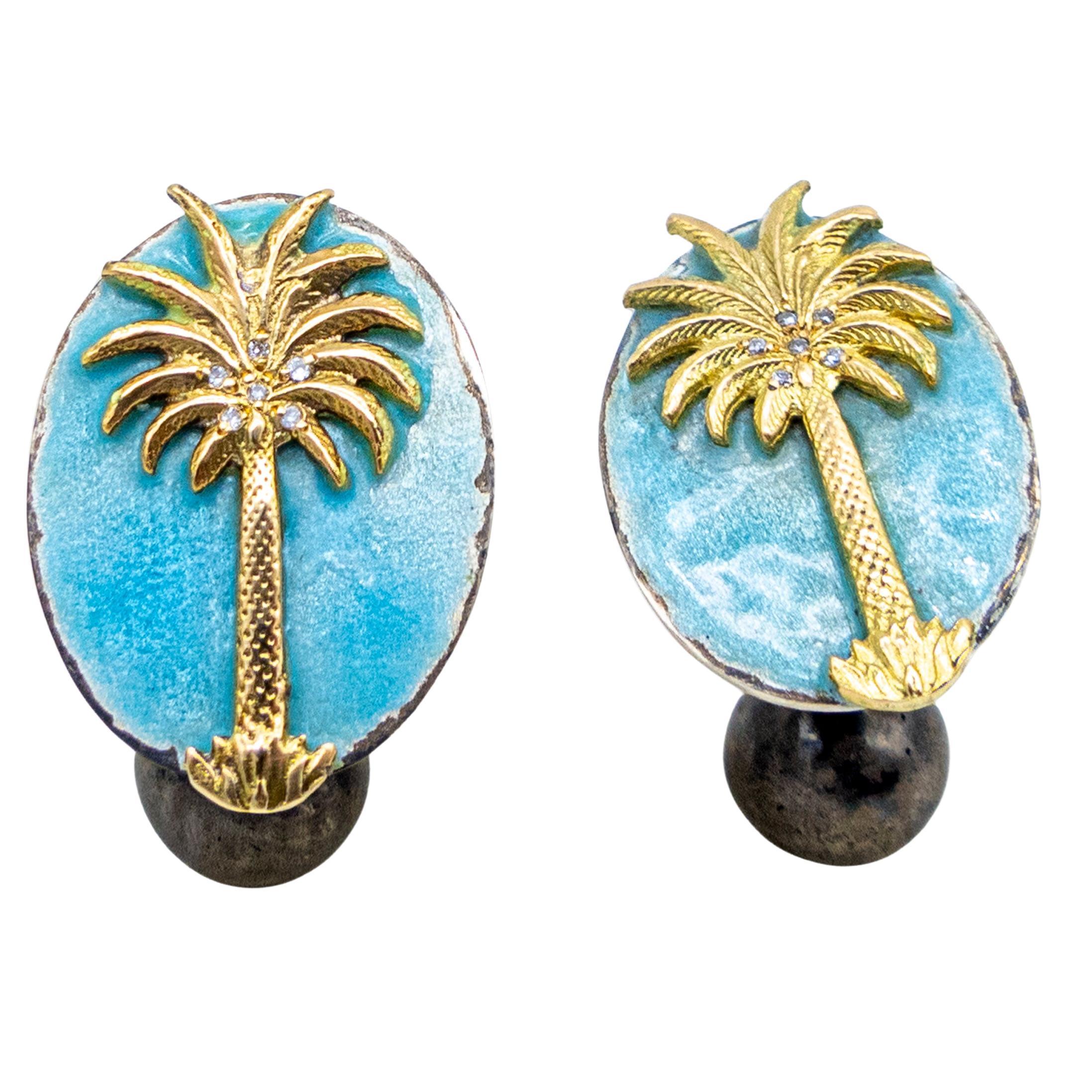 Handmade Poured Cast 18 Karat Gold Cufflinks Palm Tree Skull Llama ...