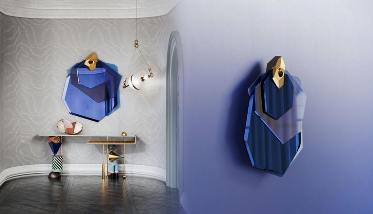 21st Century Blu Mirror Blue Mirror Blue Glass For Sale at 1stDibs