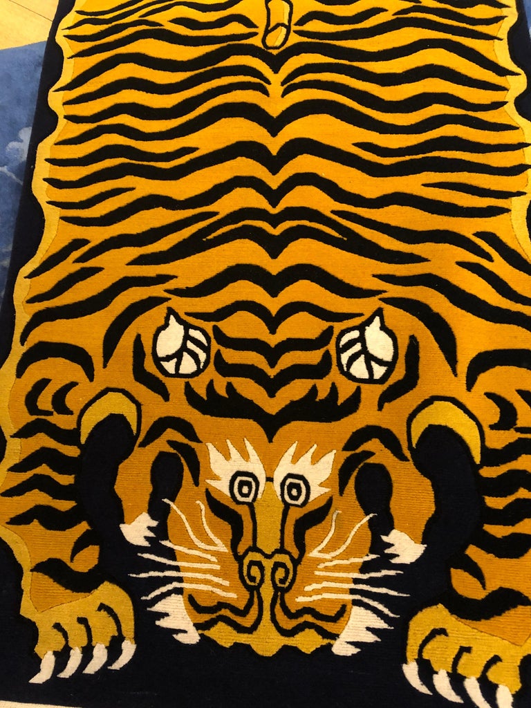 21st Century Blue and Yellow Tibetan Tiger Rug Hand Knotted, 2020 at ...