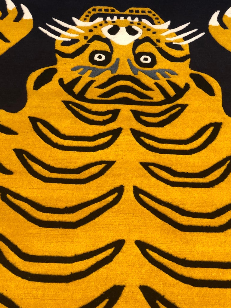 21st Century Blue and Yellow Tiger Tibetan Rug Prayer, 2019 For Sale at ...