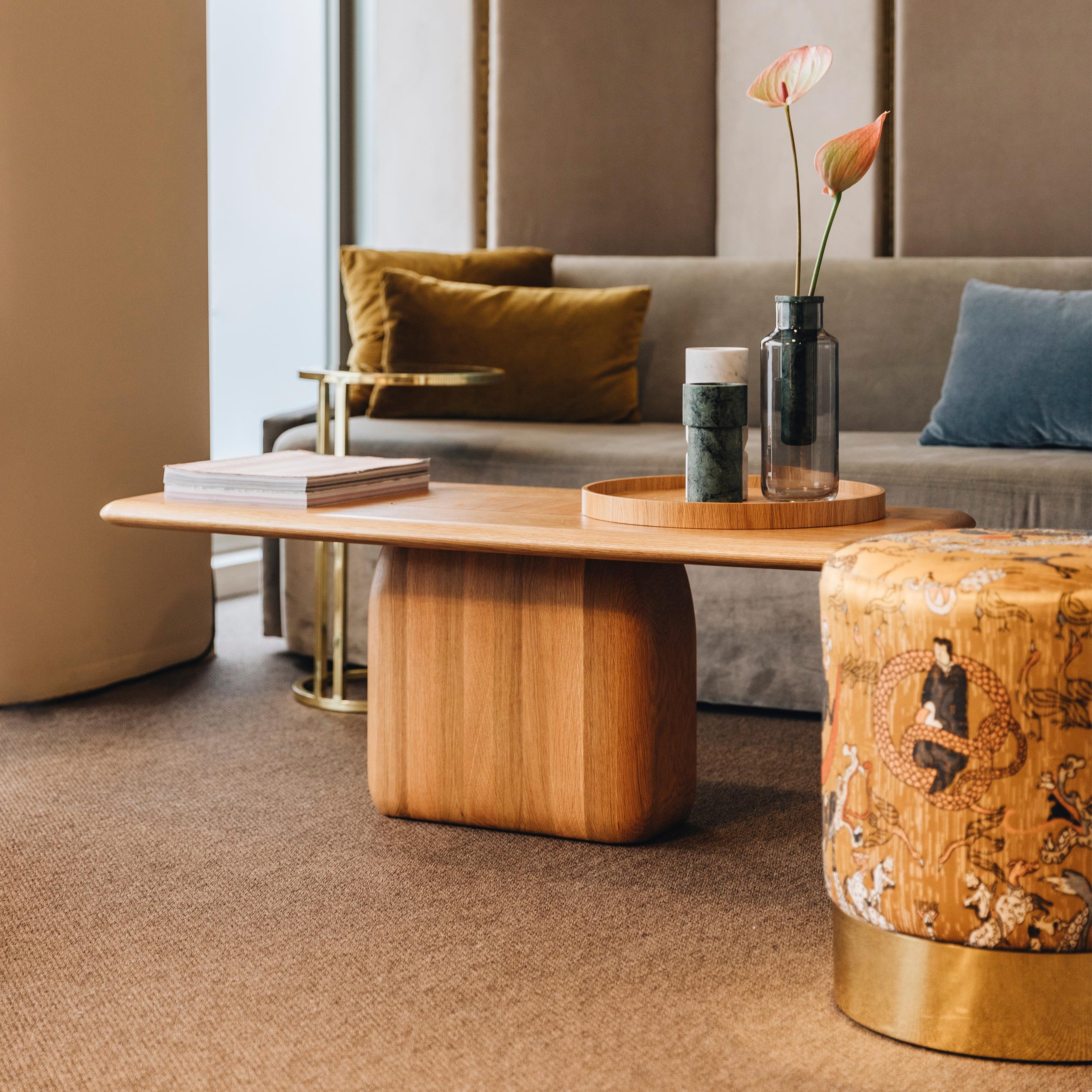 21st Century Bossa Rectangular Coffee Table in Natural Solid Oak Wood For Sale at 1stDibs