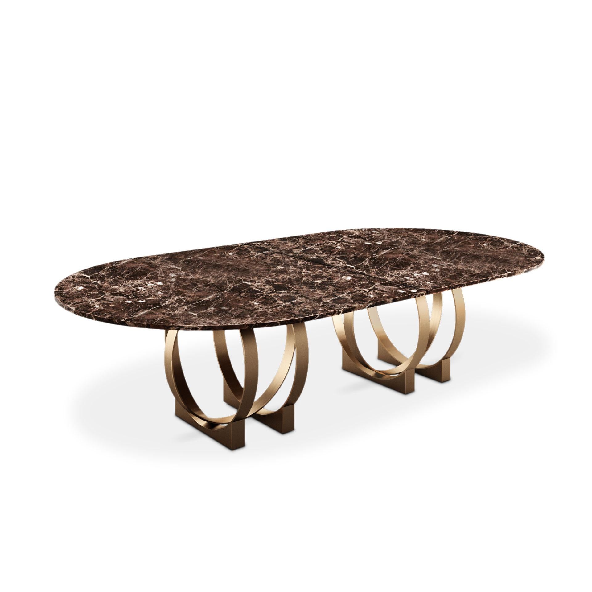 21st Century Boulder Dining Table Marble and Brushed Brass For Sale at ...