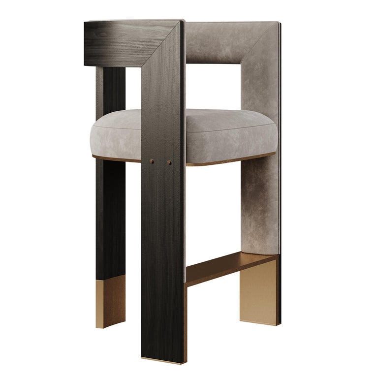 21st Century Brooklyn Bar Stool Black Ashwood Dobby Textile For Sale at ...