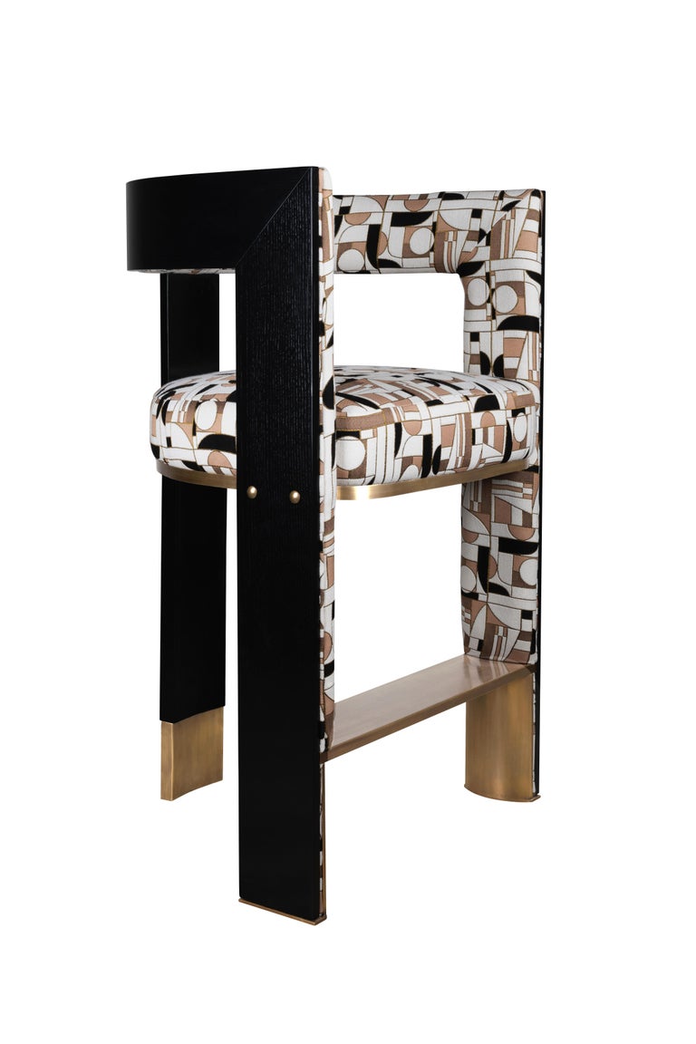21st Century Brooklyn Bar Stool Black Ashwood Dobby Textile For Sale at ...