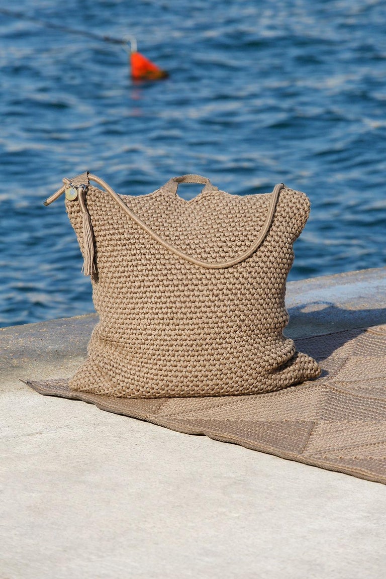 21st Century Brown Black Outdoor Indoor Rug, Bag Cushion, and Double ...
