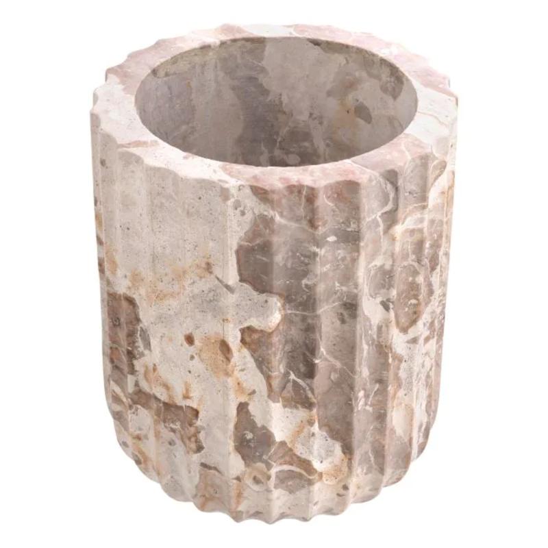 21st Century Brown Marble Honed Fluted Vase For Sale at 1stDibs