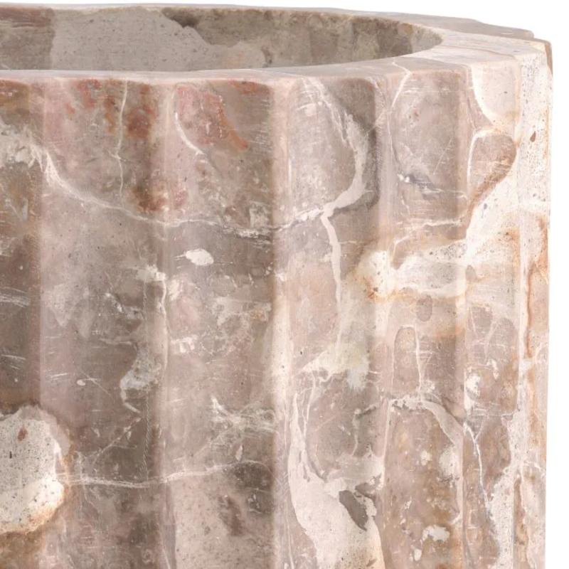 21st Century Brown Marble Honed Fluted Vase For Sale at 1stDibs