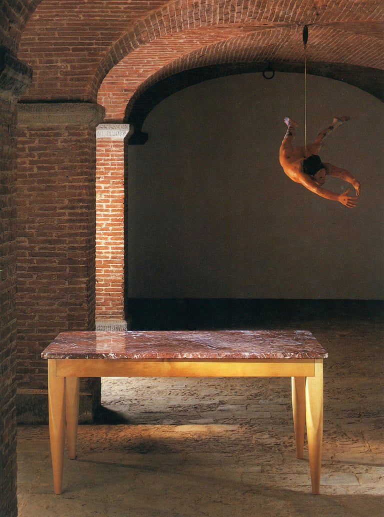 21st Century by Arch Adolfo Natalini Marble Top Table with Beech Wood ...