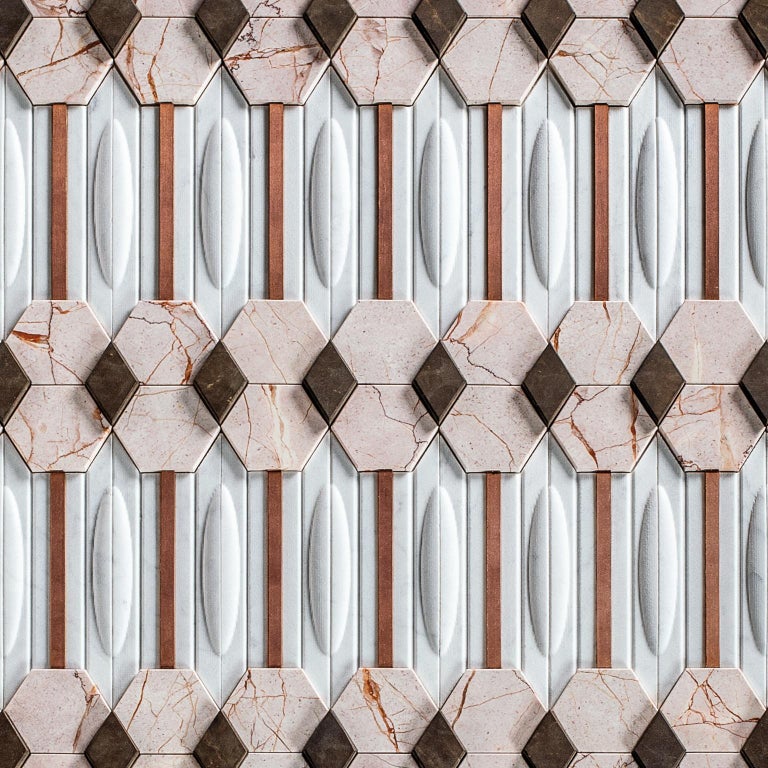 LITHEA/Byzas by Elena Salmistraro Wall Decor Marble White and Pink For ...