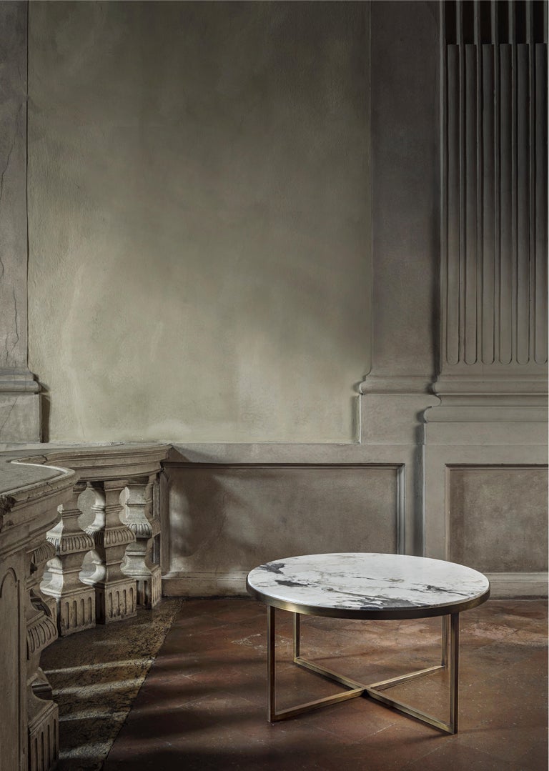 21st Century by Pelizzari Studio Calacatta Coffee Table Natural Brass ...