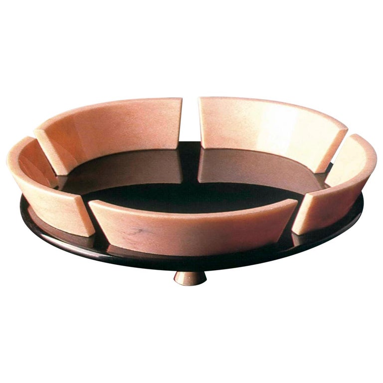 21st Century by Sergio Asti Marble Fruit Bowl Centerpiece in Pink and ...