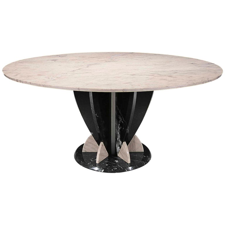 21st Century by Sergio Asti Marble Table in Pink Portugal and Black ...