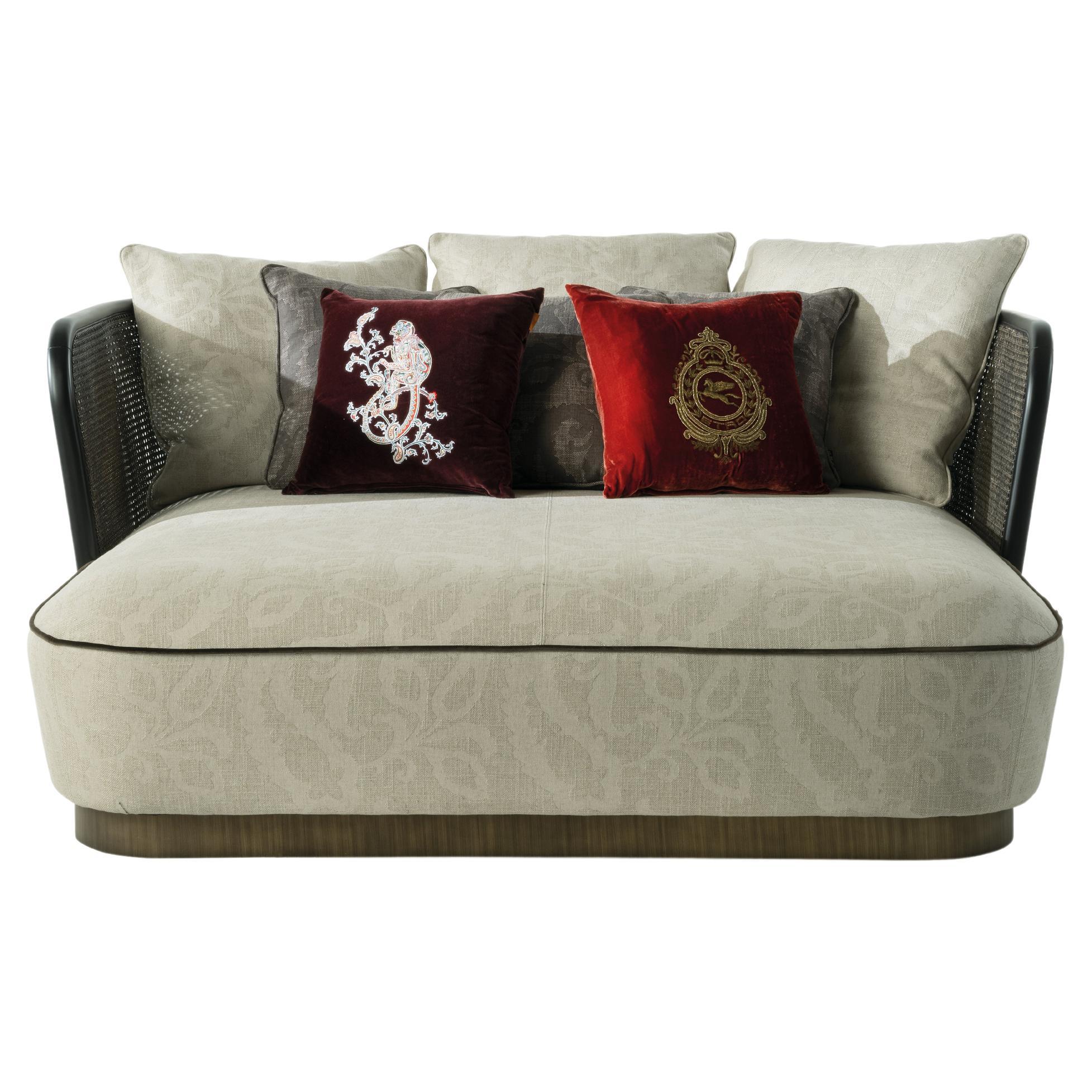 21st Century Cushy Dormeuse Left Armrest in Blue Velvet by Etro Home Interiors For Sale at 1stDibs