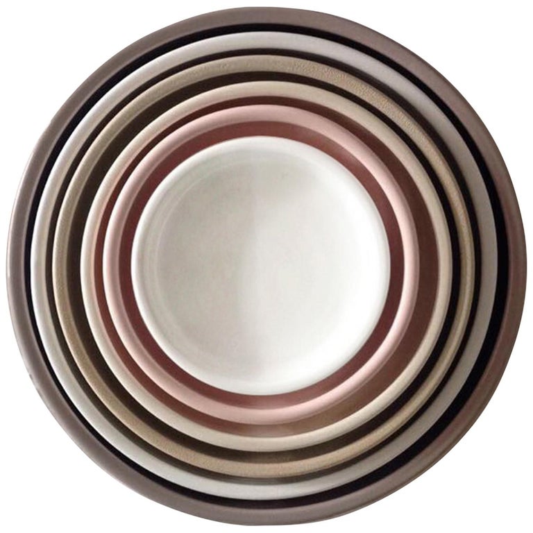 21st Century Ceramic Set of 6 Concentric Serving Round Dishes Made in ...