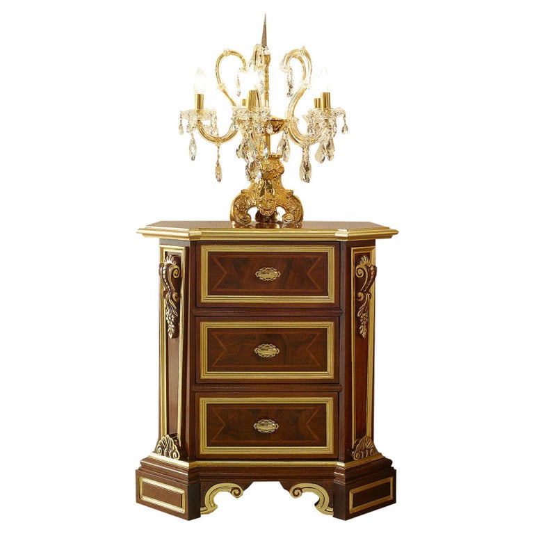 21st Century Classic Night Stand in Walnut Finish and Gold Leaf by ...