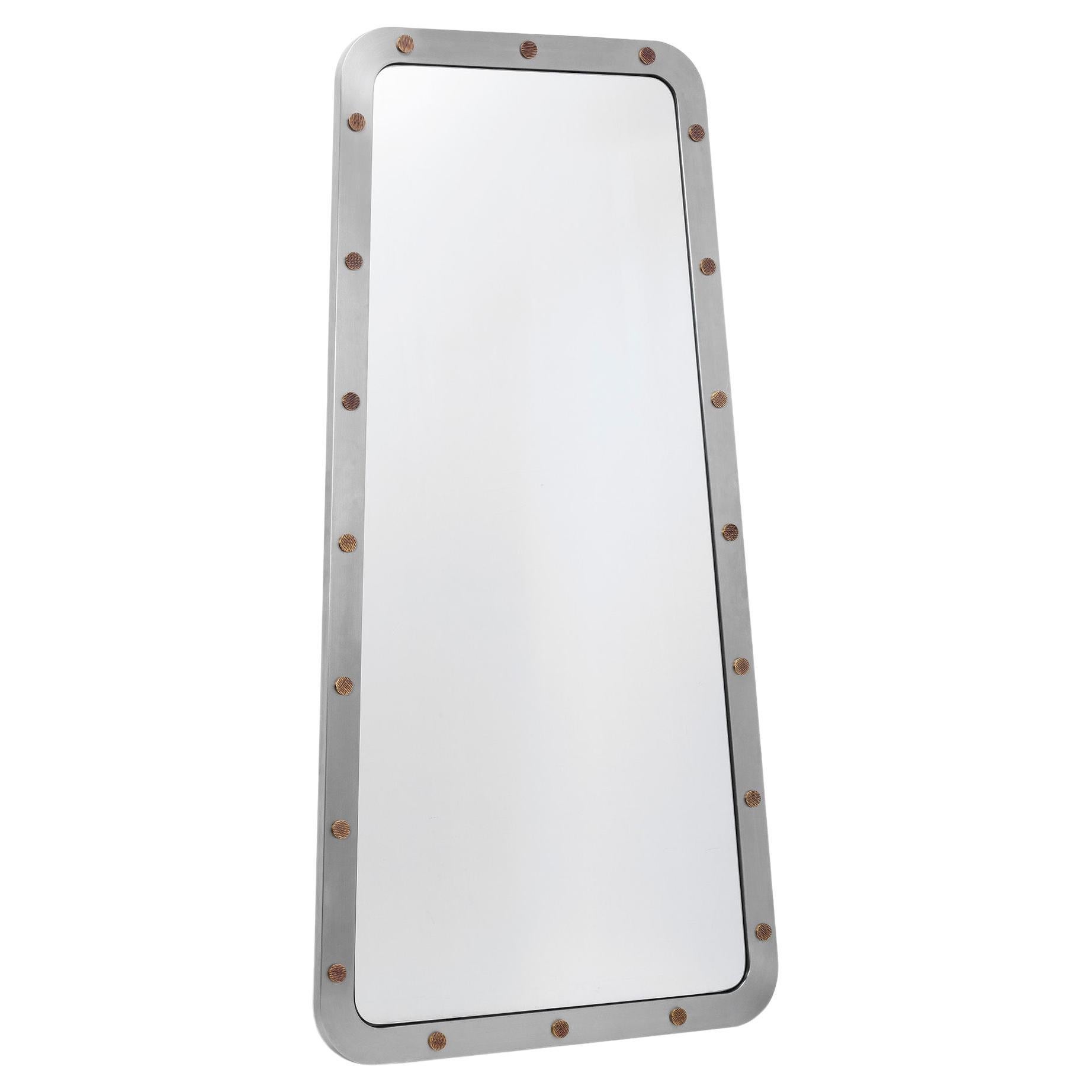 21st Century Cluster Mirror Brushed Stainless Steel For Sale at 1stDibs