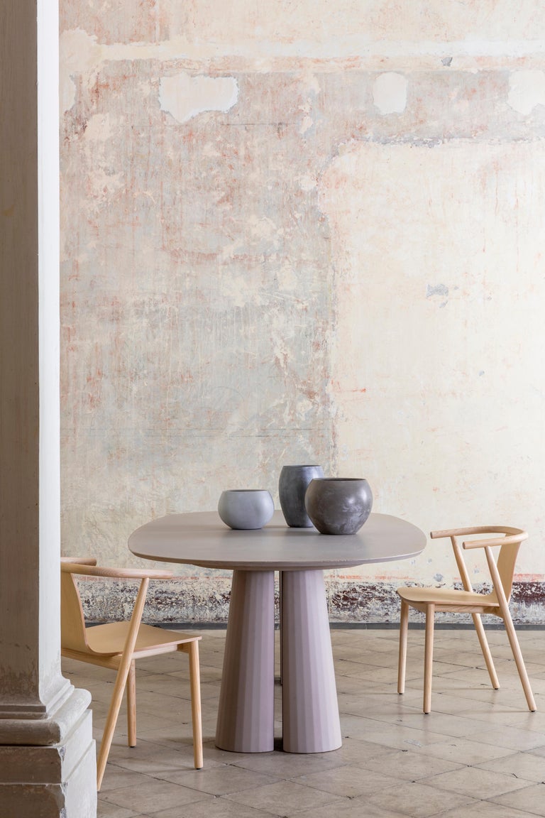21st Century Concrete Oval Shape Table Powder Cement Color Handmade in ...
