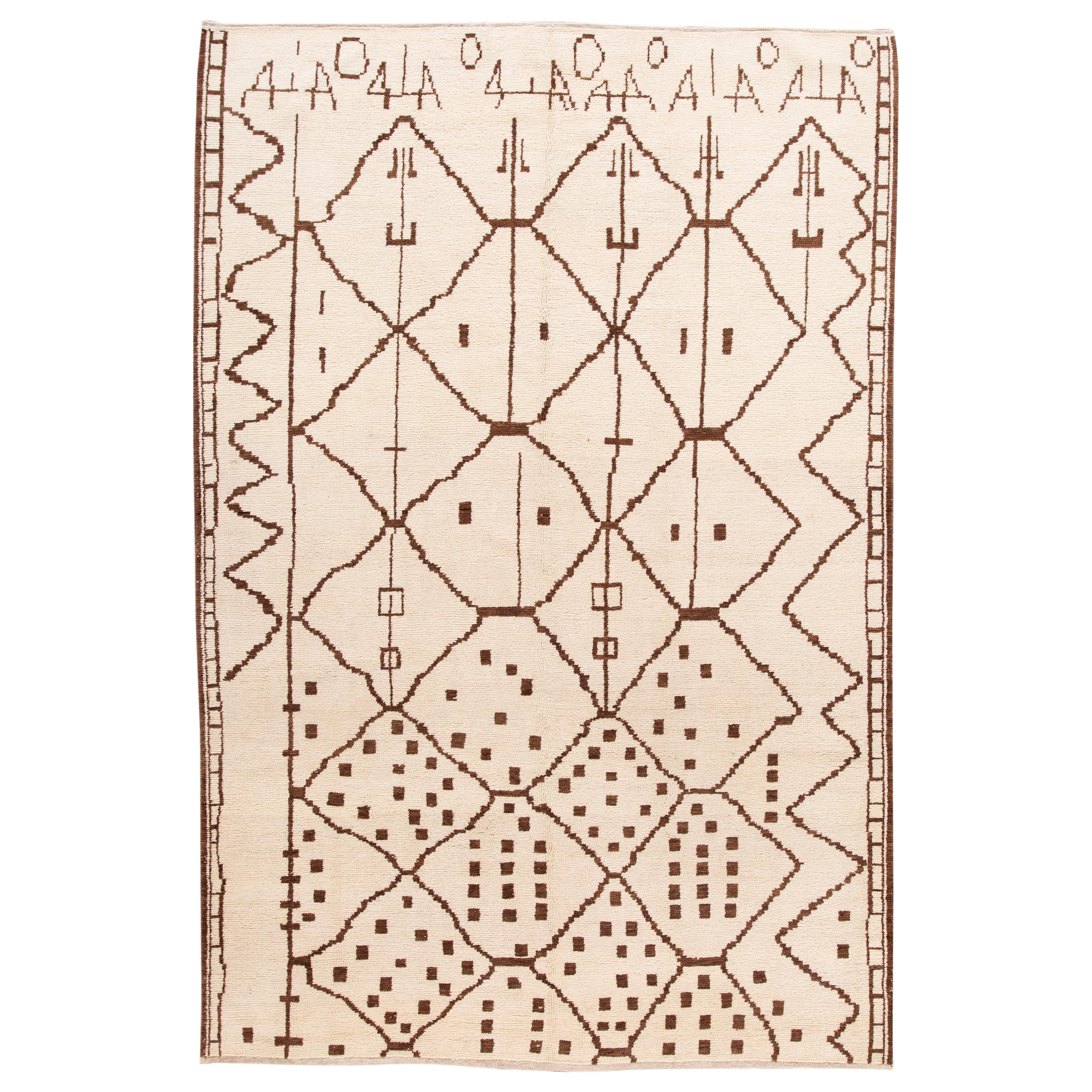21st Century Contemporary Ivory Moroccan Tribal Wool Rug For Sale at ...