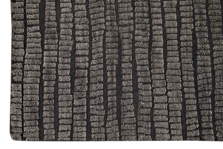 21st Century Contemporary Textured High Low Wool Rug For Sale at 1stDibs