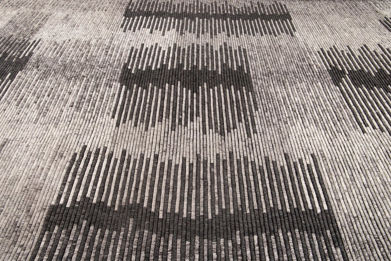 21st Century Contemporary Textured Ribbed Wool Rug For Sale at 1stDibs