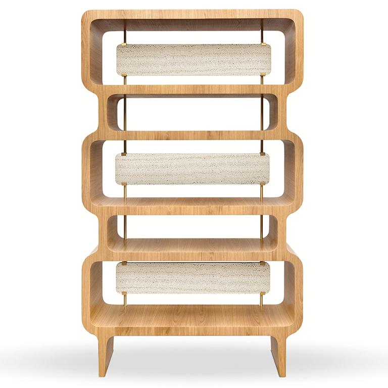 21st Century Copacabana Bookcase in Natural Oak, Travertino For Sale at ...