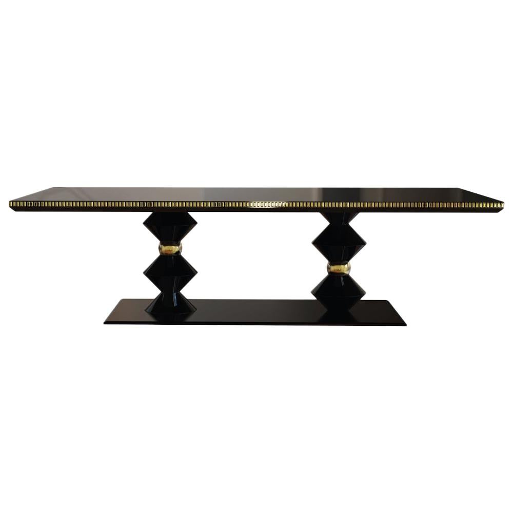 21st Century Cortez Dining Table Lacquered Wood Gold leaf For Sale at ...