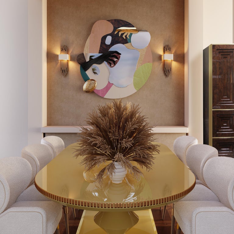 21st Century Cortez II Dining Table Lacquered Wood Gold Leaf For Sale ...