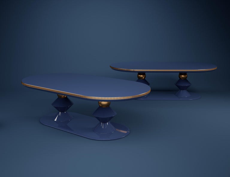 21st Century Cortez II Dining Table Lacquered Wood Gold Leaf For Sale ...