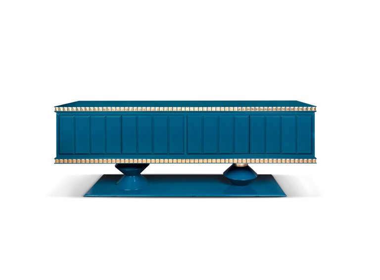 21st Century Cortez Sideboard Lacquered Wood Gold Leaf For Sale at 1stDibs