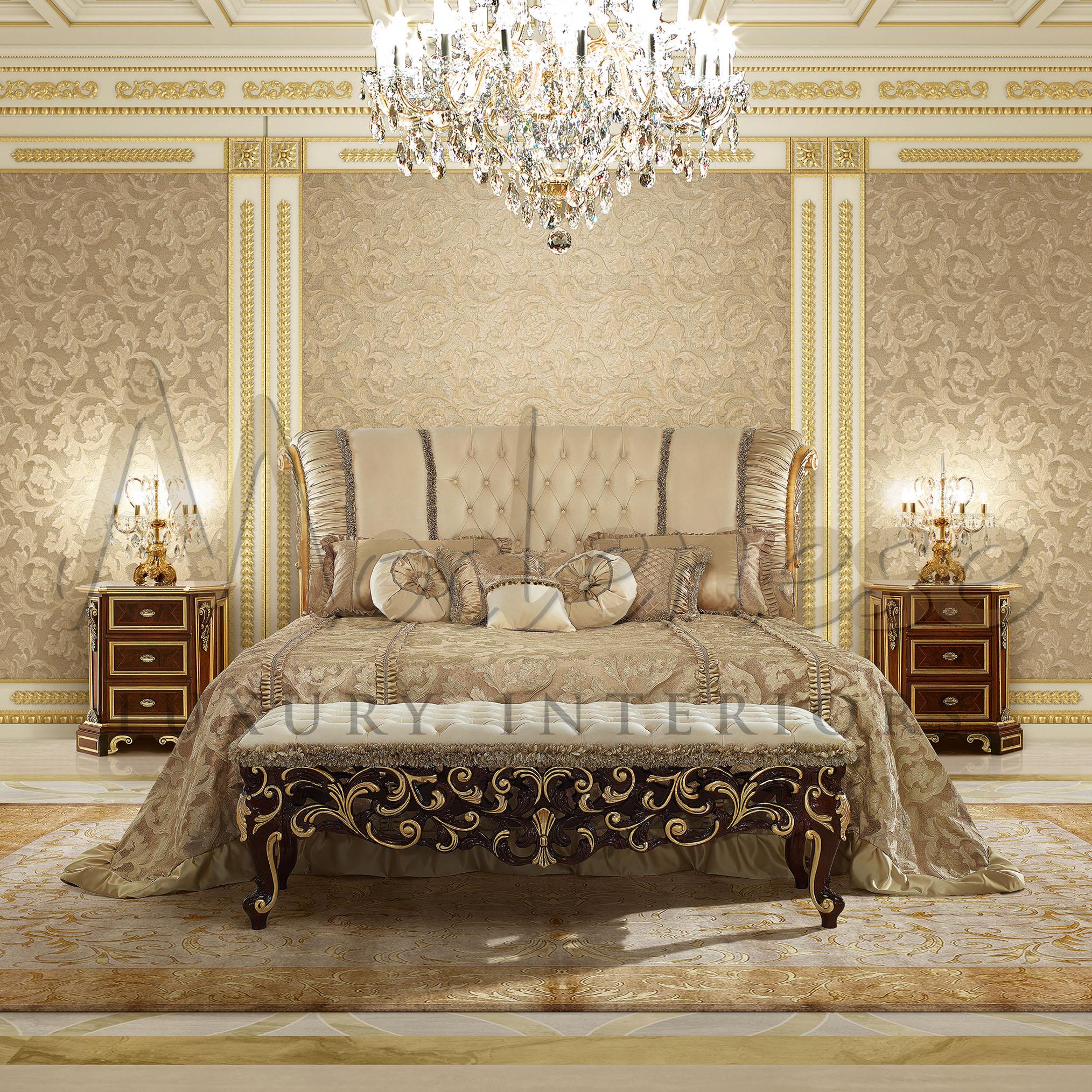 21st Century Cream Beige Double Bed by Modenese Gastone, Upholstered ...