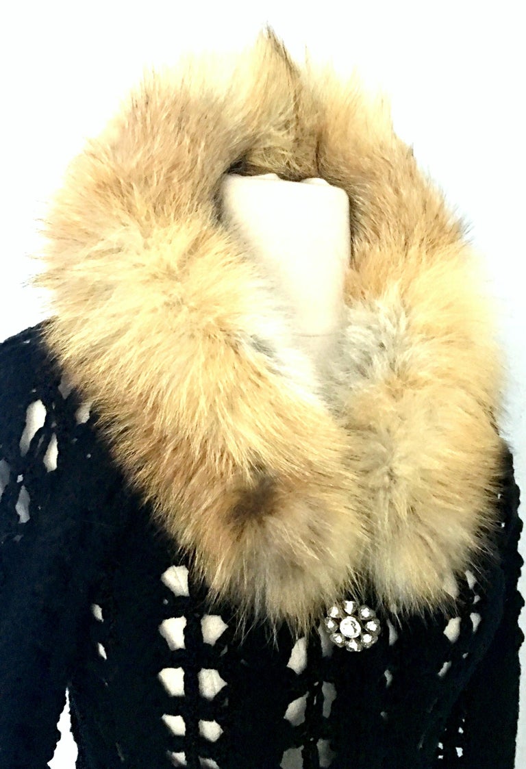 21st Century Crochet and Fox Fur Sweater Jacket By, 525 America at 1stDibs