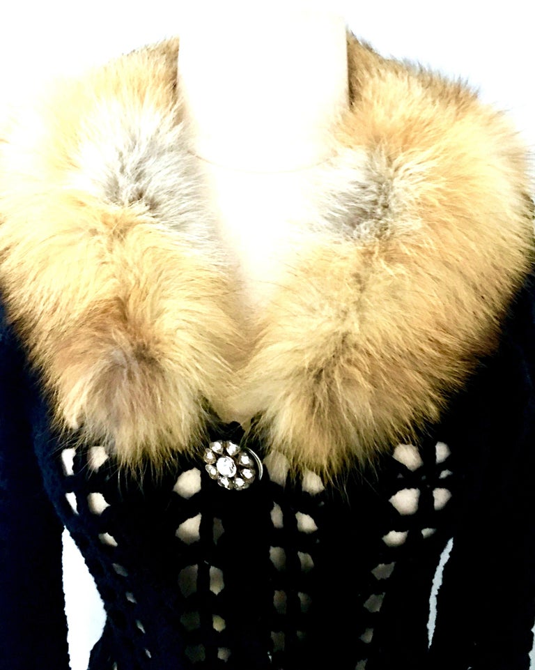 21st Century Crochet and Fox Fur Sweater Jacket By, 525 America at 1stDibs