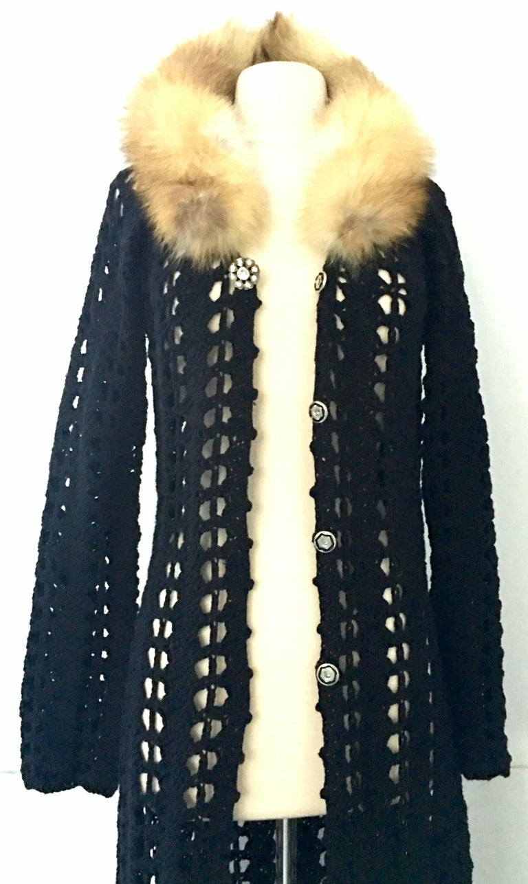 21st Century Crochet and Fox Fur Sweater Jacket By, 525 America at 1stDibs