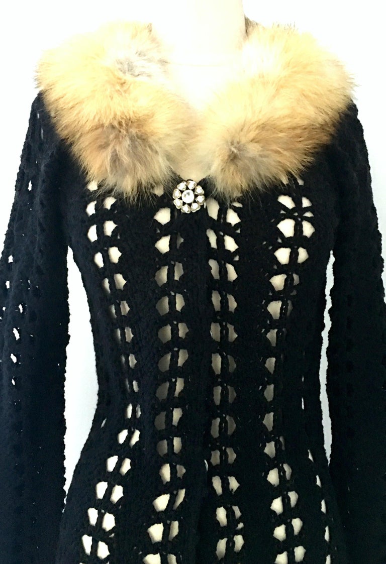 21st Century Crochet and Fox Fur Sweater Jacket By, 525 America at 1stDibs