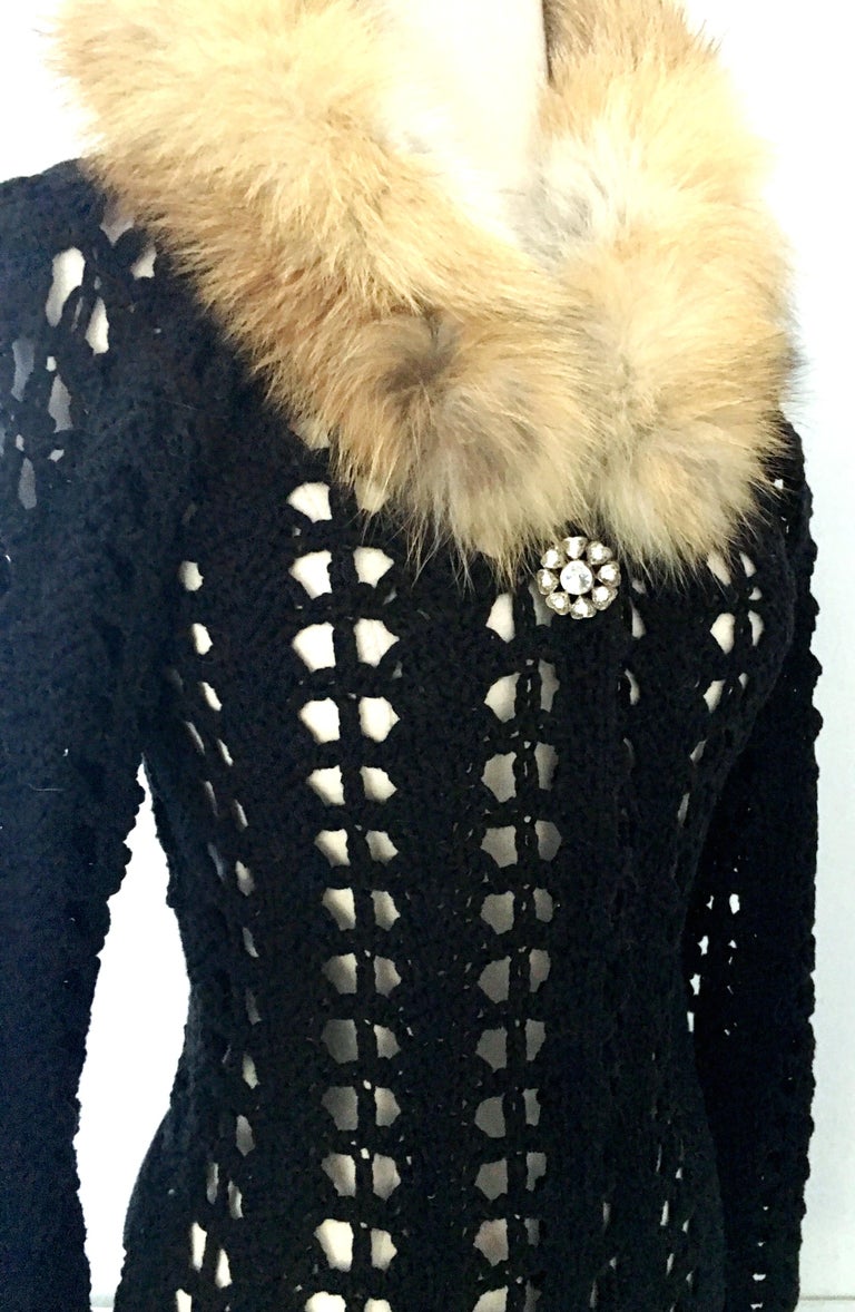 21st Century Crochet and Fox Fur Sweater Jacket By, 525 America at 1stDibs