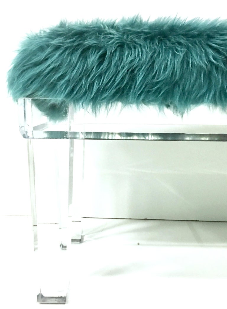 21st Century Custom Made Lucite and Mongolian Fur Long Bench at 1stDibs