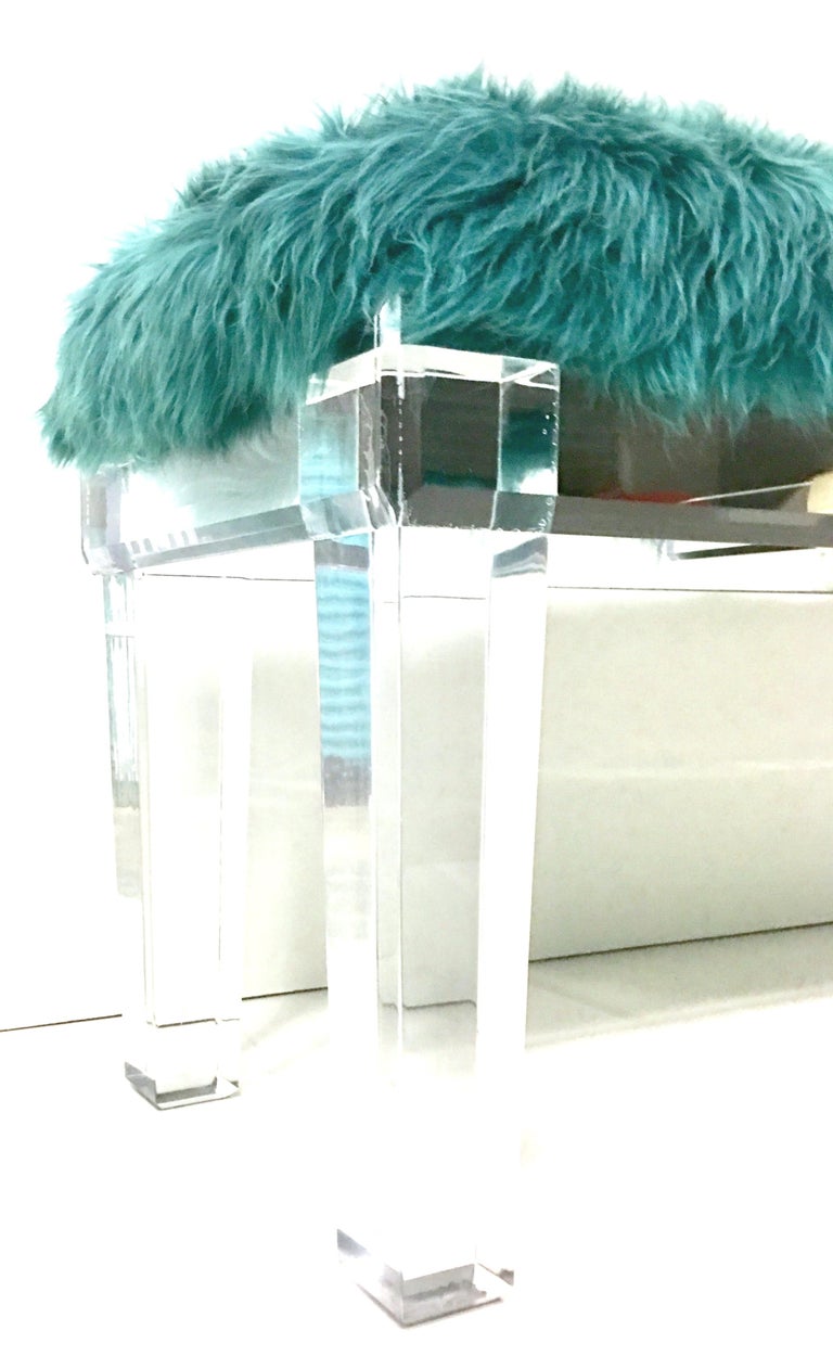 21st Century Custom Made Lucite and Mongolian Fur Long Bench at 1stDibs
