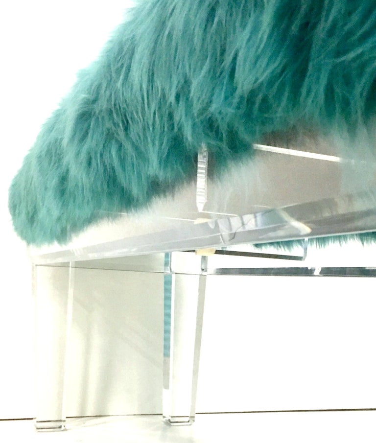 21st Century Custom Made Lucite and Mongolian Fur Long Bench at 1stDibs
