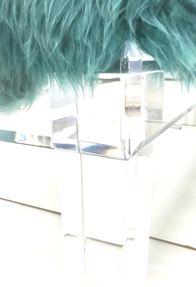21st Century Custom Made Lucite and Mongolian Fur Long Bench at 1stDibs