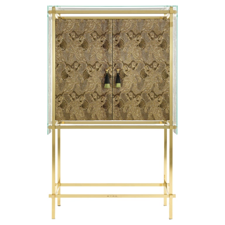 21st Century Delhi Cabinet in Polished Brass and Fabric by Etro Home ...