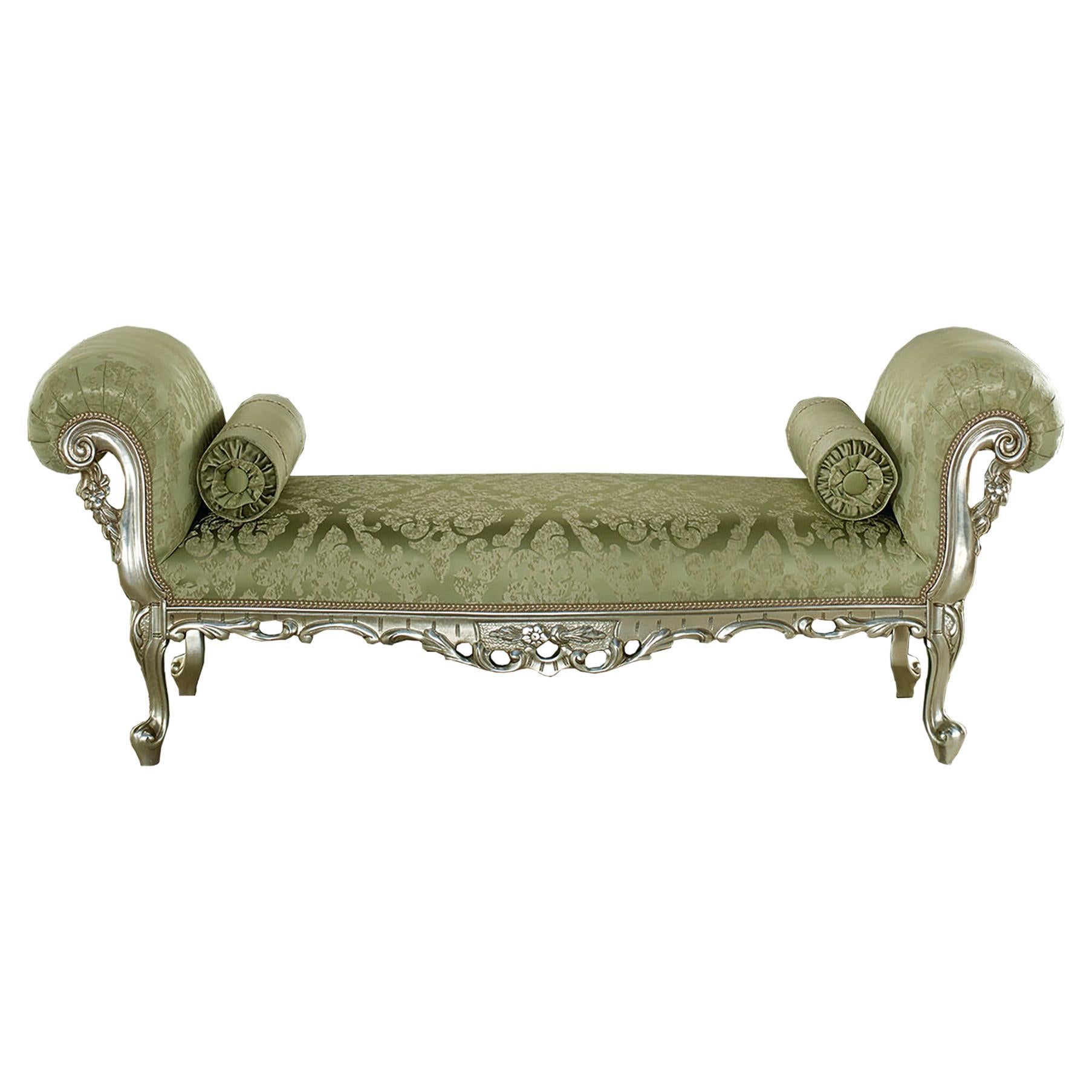 21st Century Baroque-Inspired Bright Bed Bench with Gold Leaf by ...