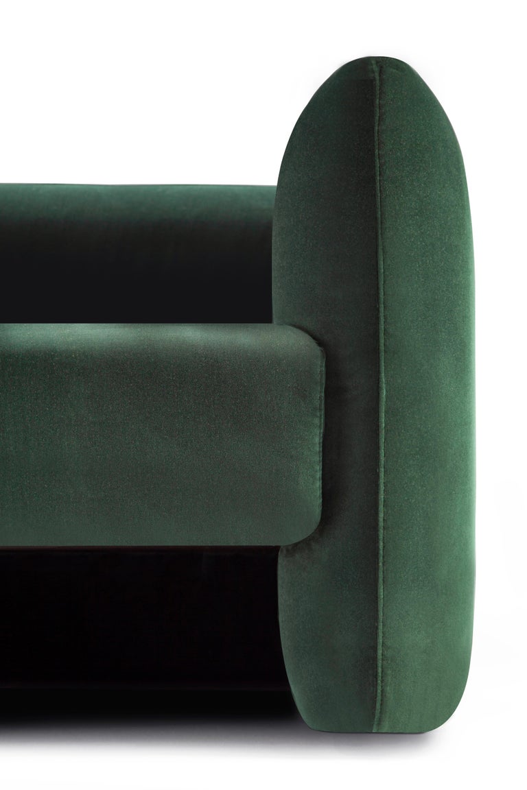 Contemporary Modern Jacob Armchair in Green Velvet Fabric by Collector ...