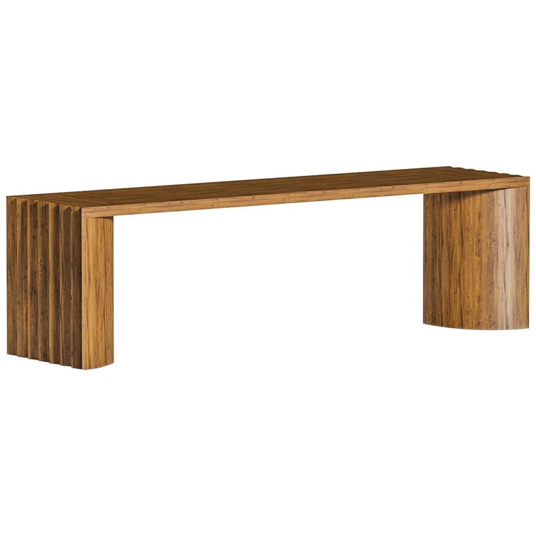Contemporary Modern 111 Bench in Brown Oak Wood by Collector Studio For ...