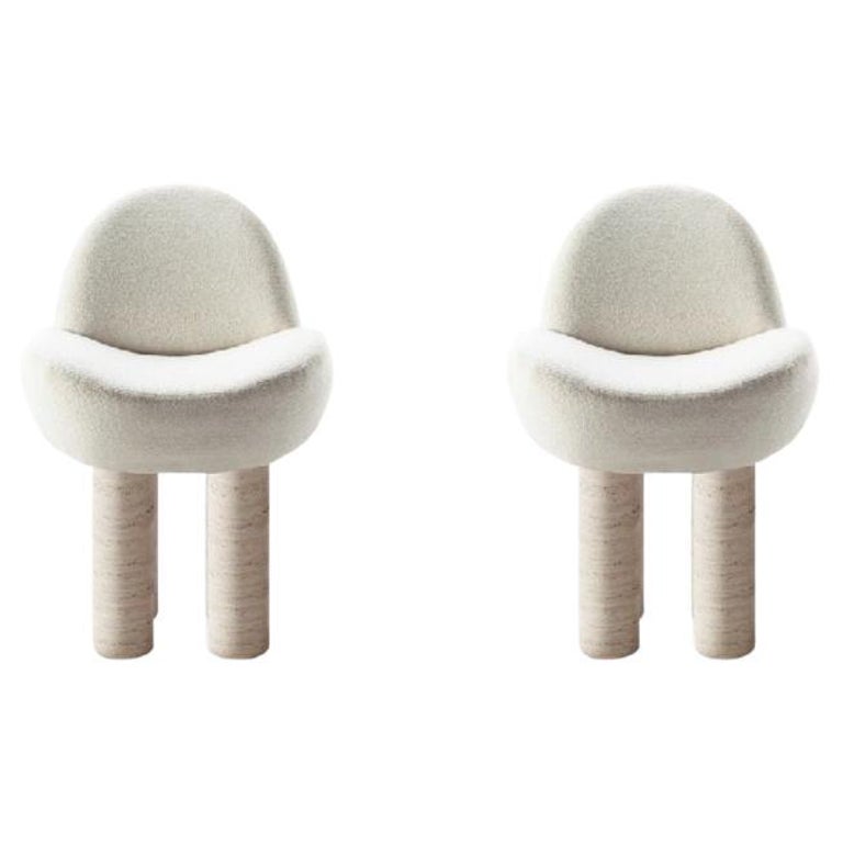 Contemporary Modern Hygge Chair in Boucle and Travertino, Set of 2 by ...